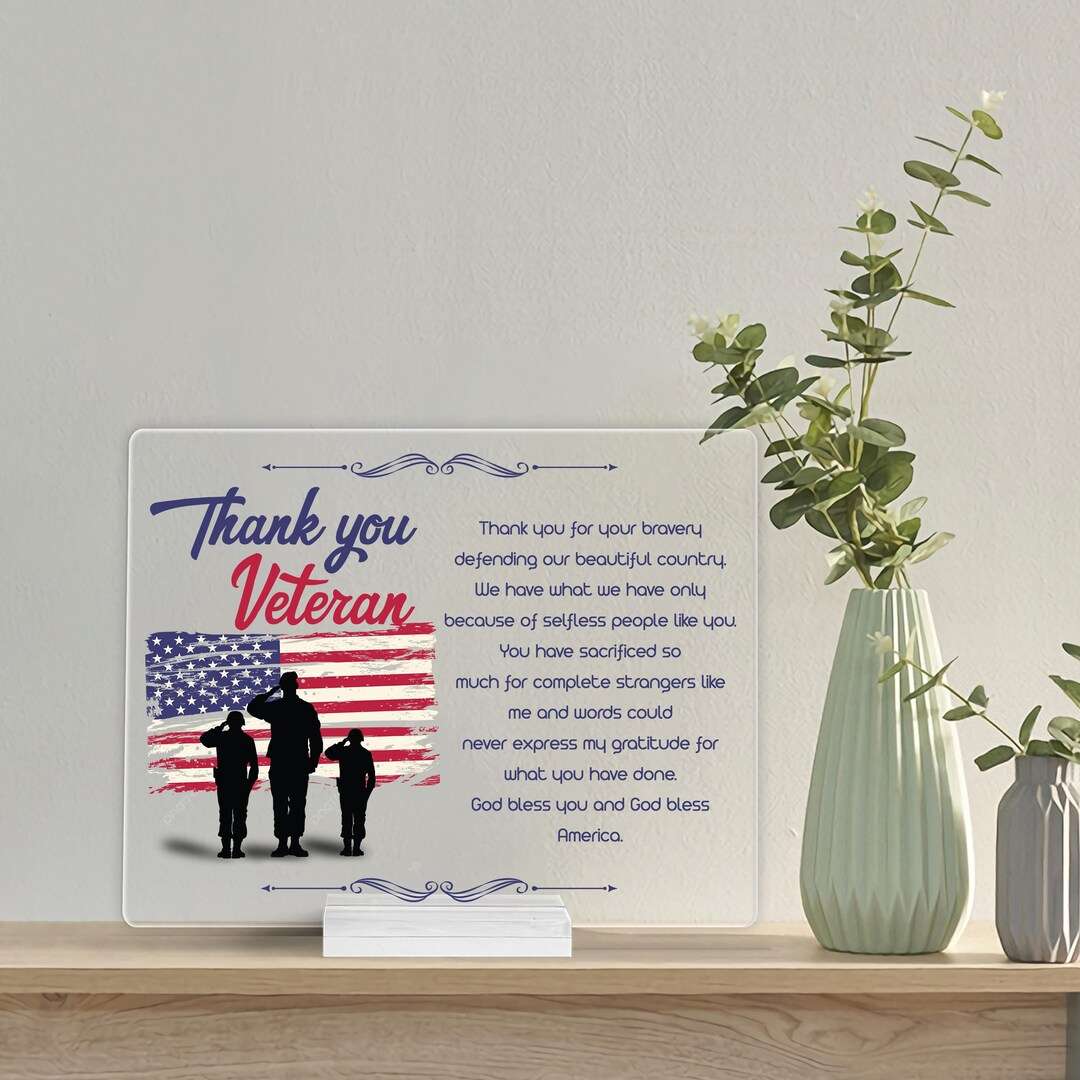Thank You Veteran Acrylic Frame, Veterans Day Gift, US Soldier ...