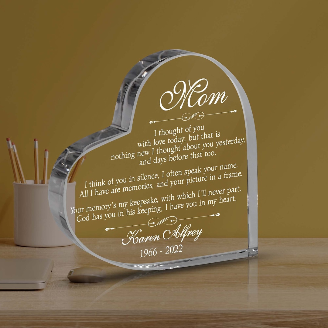 Mom Dad Memorial Heart Acrylic Plaque, Custom Remembrance Gift ...