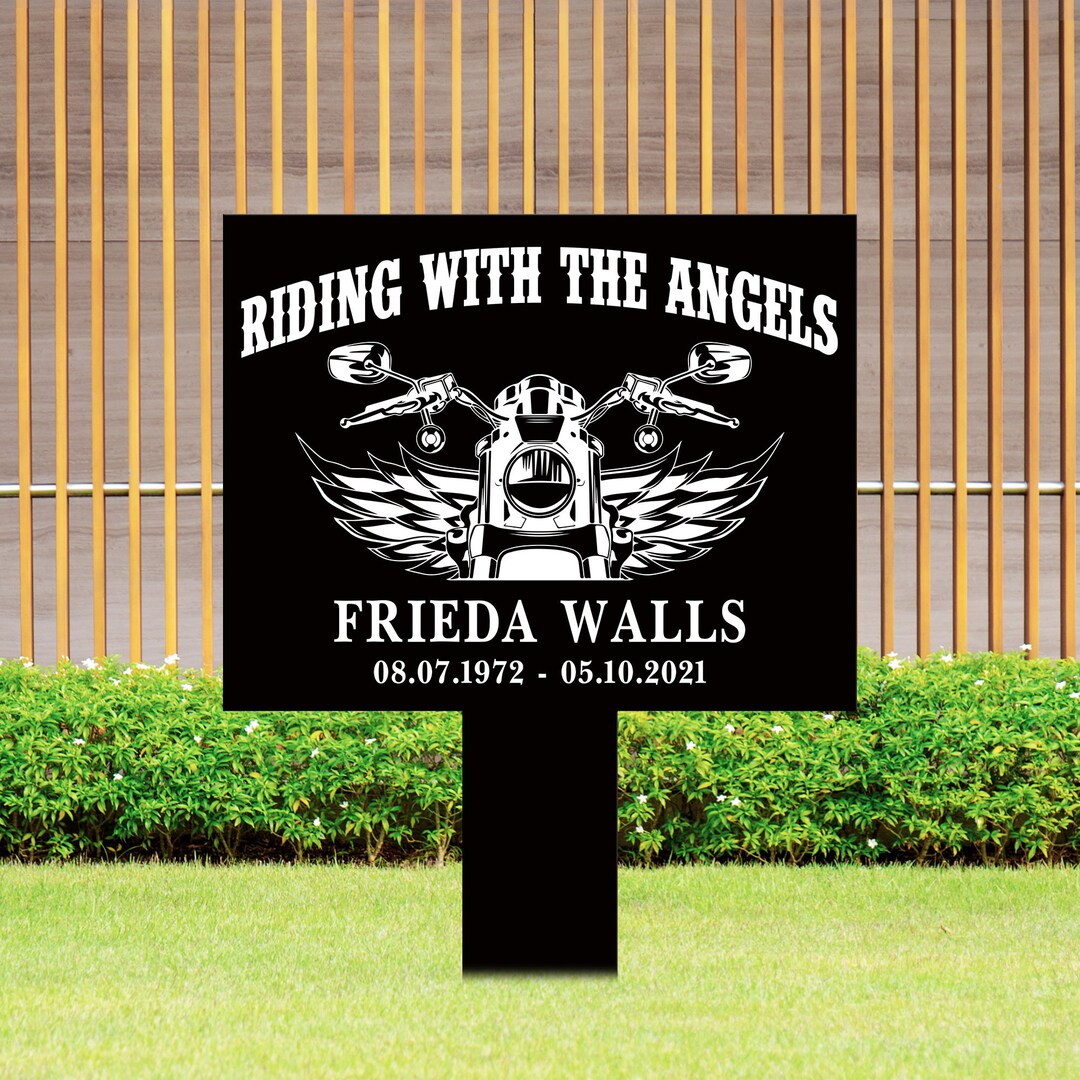 Custom Memorial Metal Stake, Riding With the Angels, Motorcycle ...