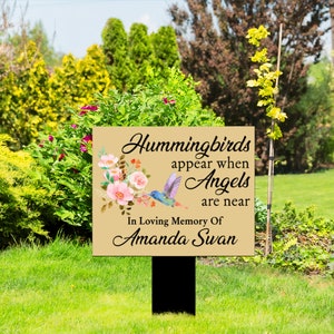 Custom Hummingbird Memorial Plaque, Memorial Garden Stake Metal Plaque ...