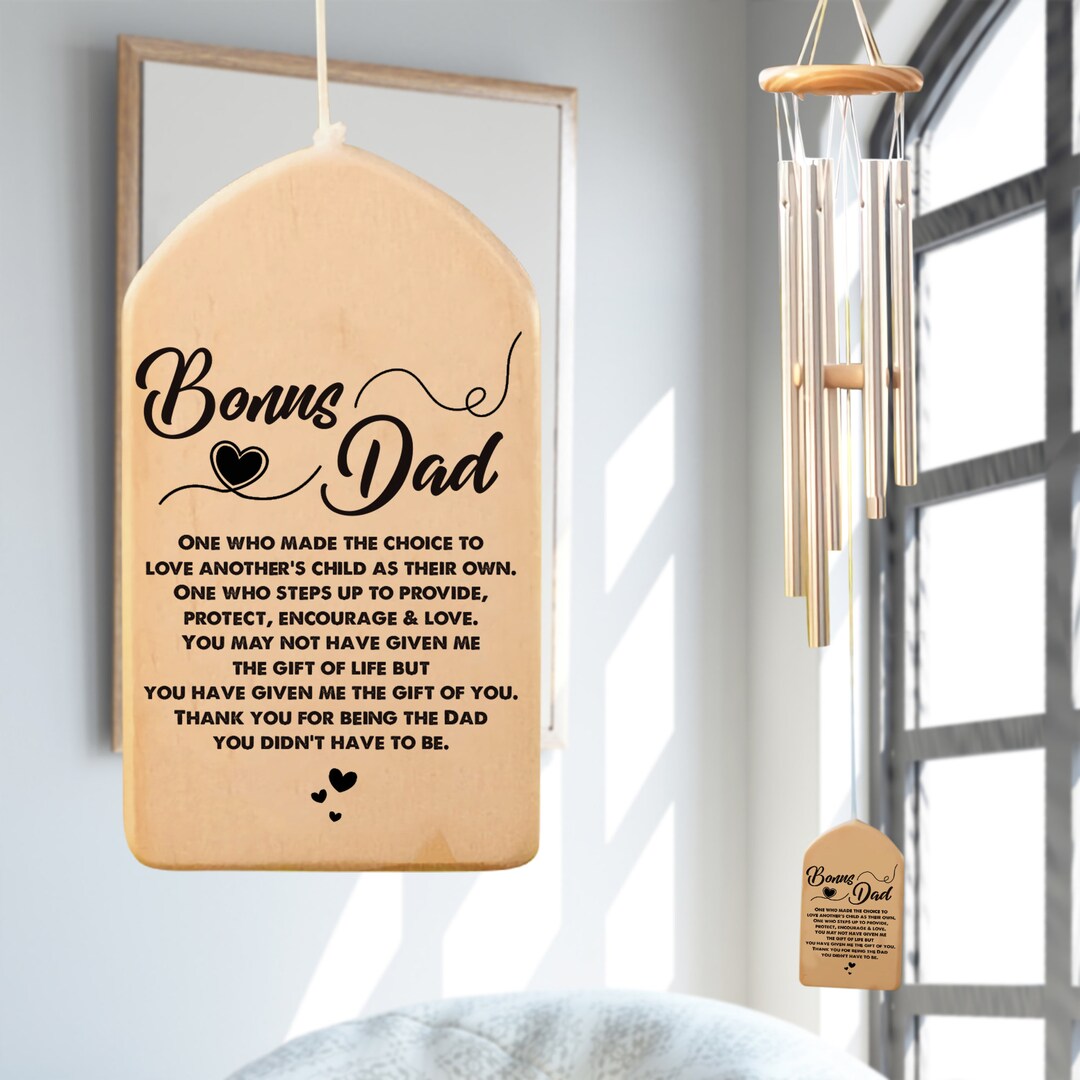 Personalized Bonus Dad Wood Wind Chime, Signs for Fathers Day, Father's ...