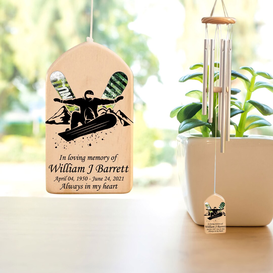 Custom Memorial Wind Chime, Snow Skiing Wind Chime, Skier Loss, Garden ...
