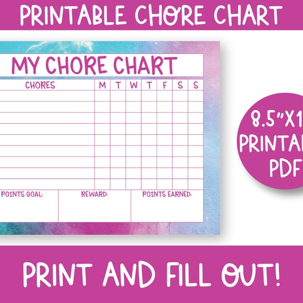 Galaxy Chore Chart Printable - Etsy