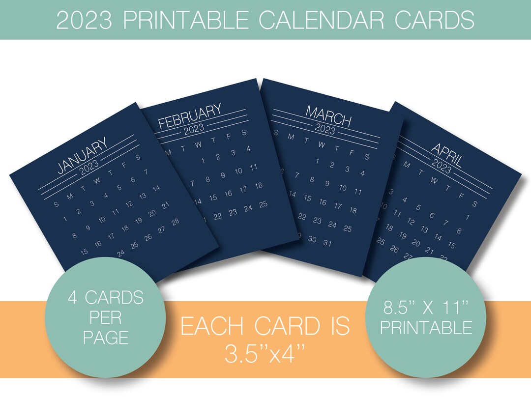 Printable Calendar for 2023 - Printable Mini Calendars 2023 - Mini Desk ...