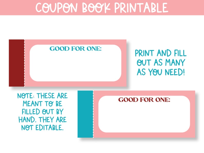 Printable Blank Coupon Book - Printable Coupons - Do It Yourself Gift ...