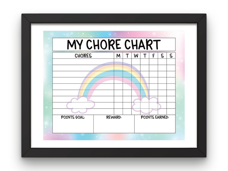 Rainbow Chore Reward Chart Printable Rainbow Printable Chore - Etsy