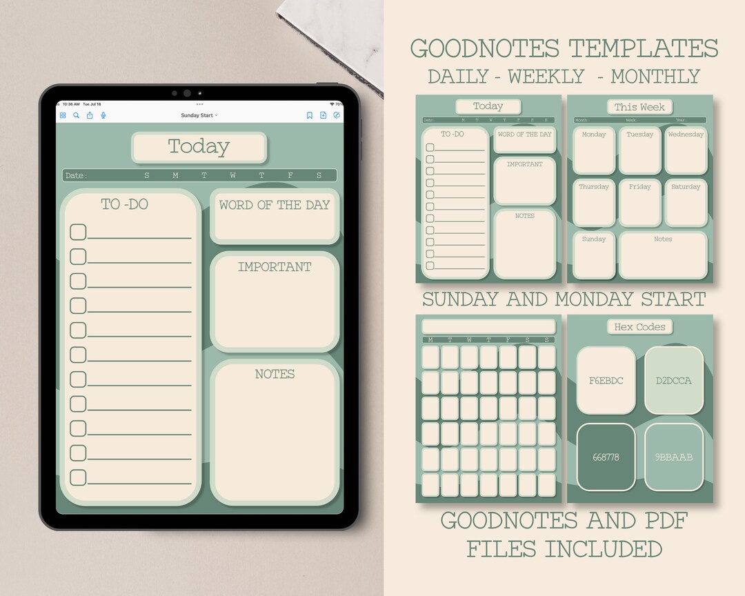 Goodnotes Template - Daily Template - Weekly Template - Monthly ...