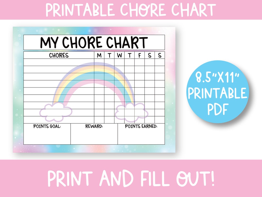 Rainbow Chore Reward Chart Printable - Rainbow Printable Chore Chart ...