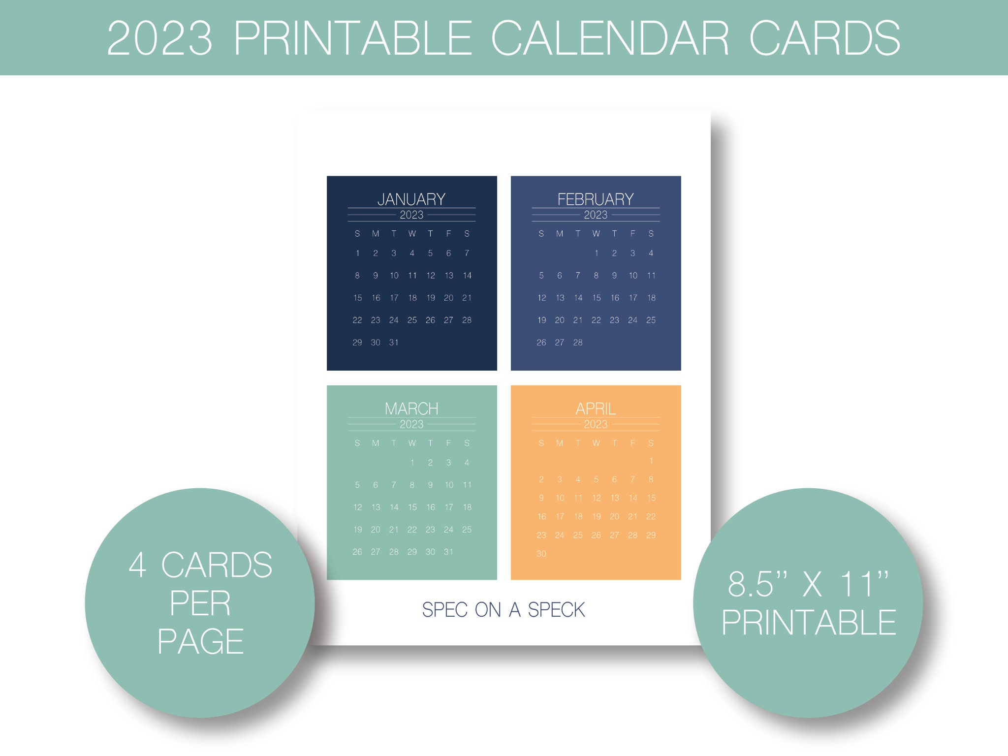 Printable Mini Calendars 2023 Mini Desk Calendar Cards - Etsy