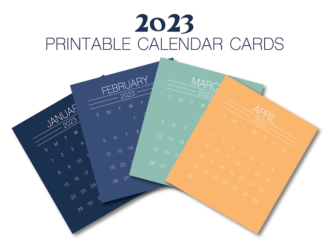 Printable Mini Calendars 2023 - Mini Desk Calendar Cards - Small ...