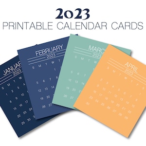 Printable Mini Calendars 2023 - Mini Desk Calendar Cards - Small ...
