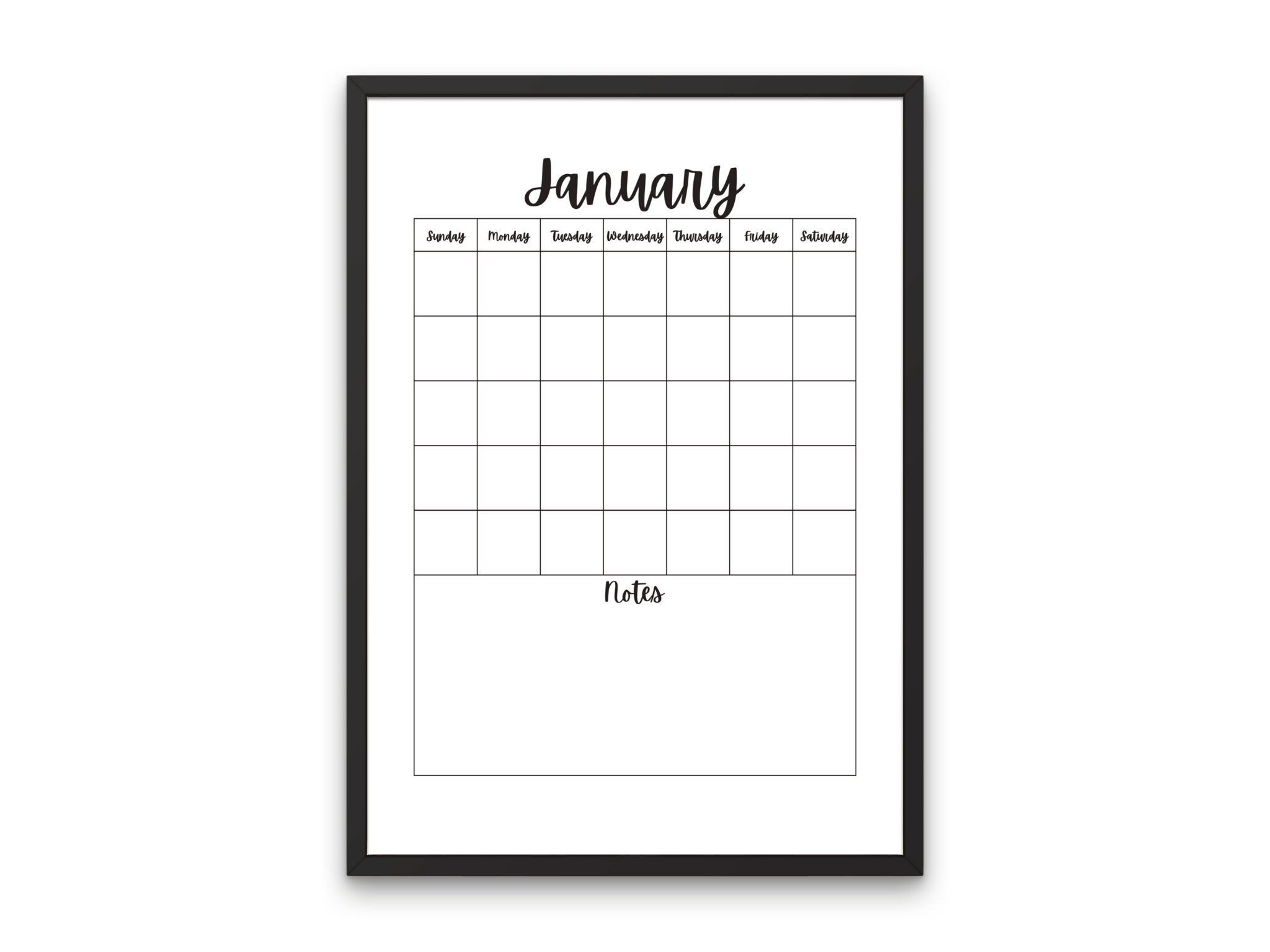 Printable Blank Calendar PDF - Monthly Calendar - Undated Calendar - 12 ...
