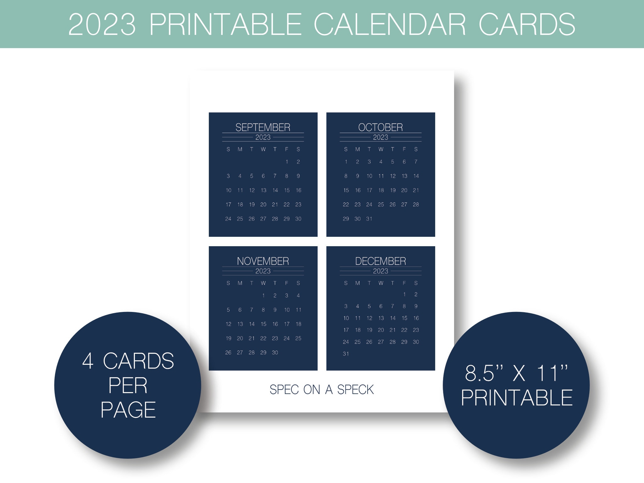Printable Calendar for 2023 - Printable Mini Calendars 2023 - Mini Desk ...