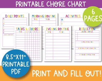 Chore Chart for Kids Reward Chart Daily Routine Chart - Etsy