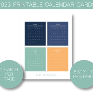 Printable Mini Calendars 2023 - Mini Desk Calendar Cards - Small ...