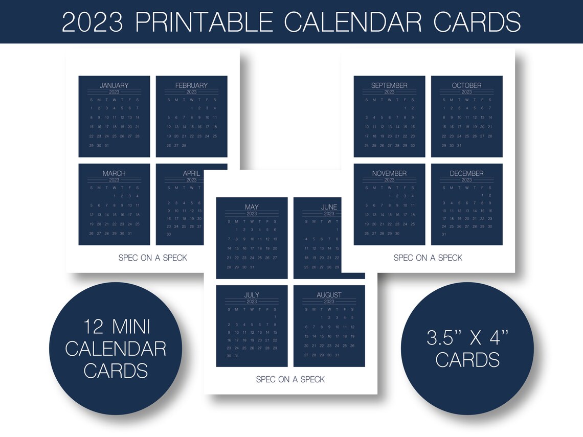 Printable Calendar for 2023 Printable Mini Calendars 2023 Mini Desk ...
