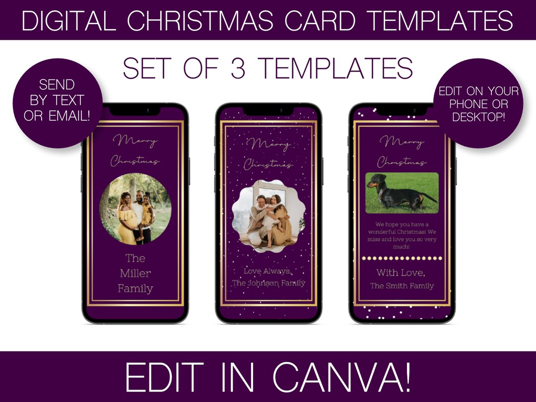 Canva Christmas Card Template Digital Christmas Card Textable Christmas ...