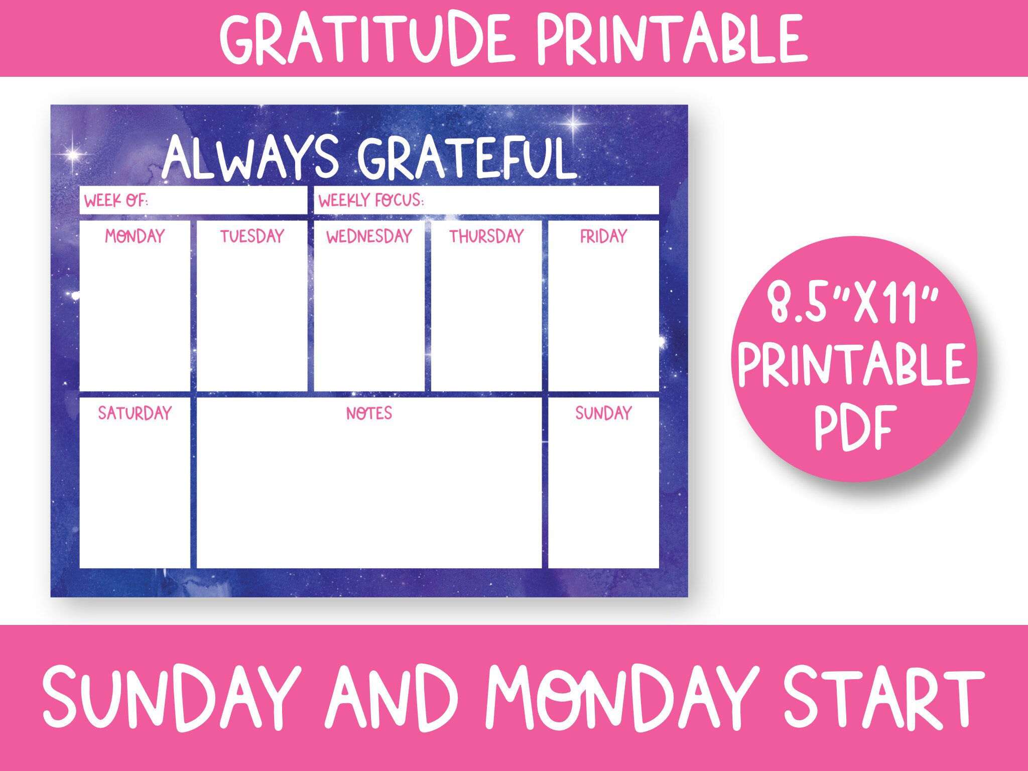 Weekly Gratitude Printable - Printable Gratitude Journal - Gratitude ...