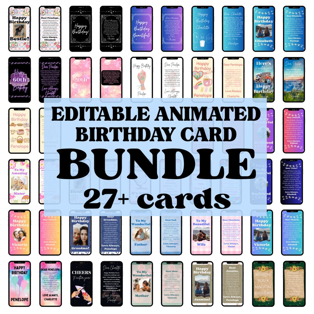 27 Digital Birthday Card BUNDLE - Video Birthday Card - Textable ...