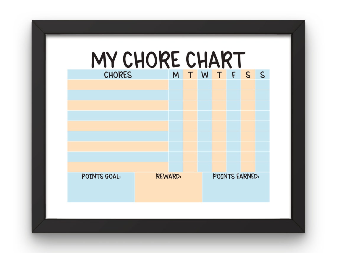 Printable Daily Chore Chart - Blank Chore Chart - Chore Chart for Kids ...