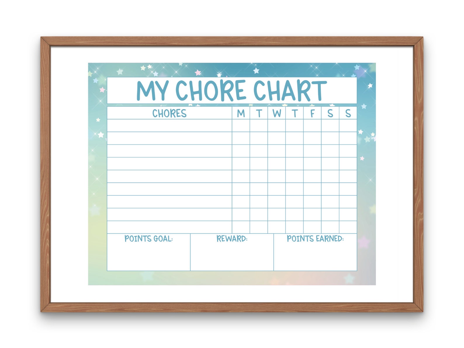 Reward Chart Printable With Stars Chore Chart for Kids Bokeh Stars ...
