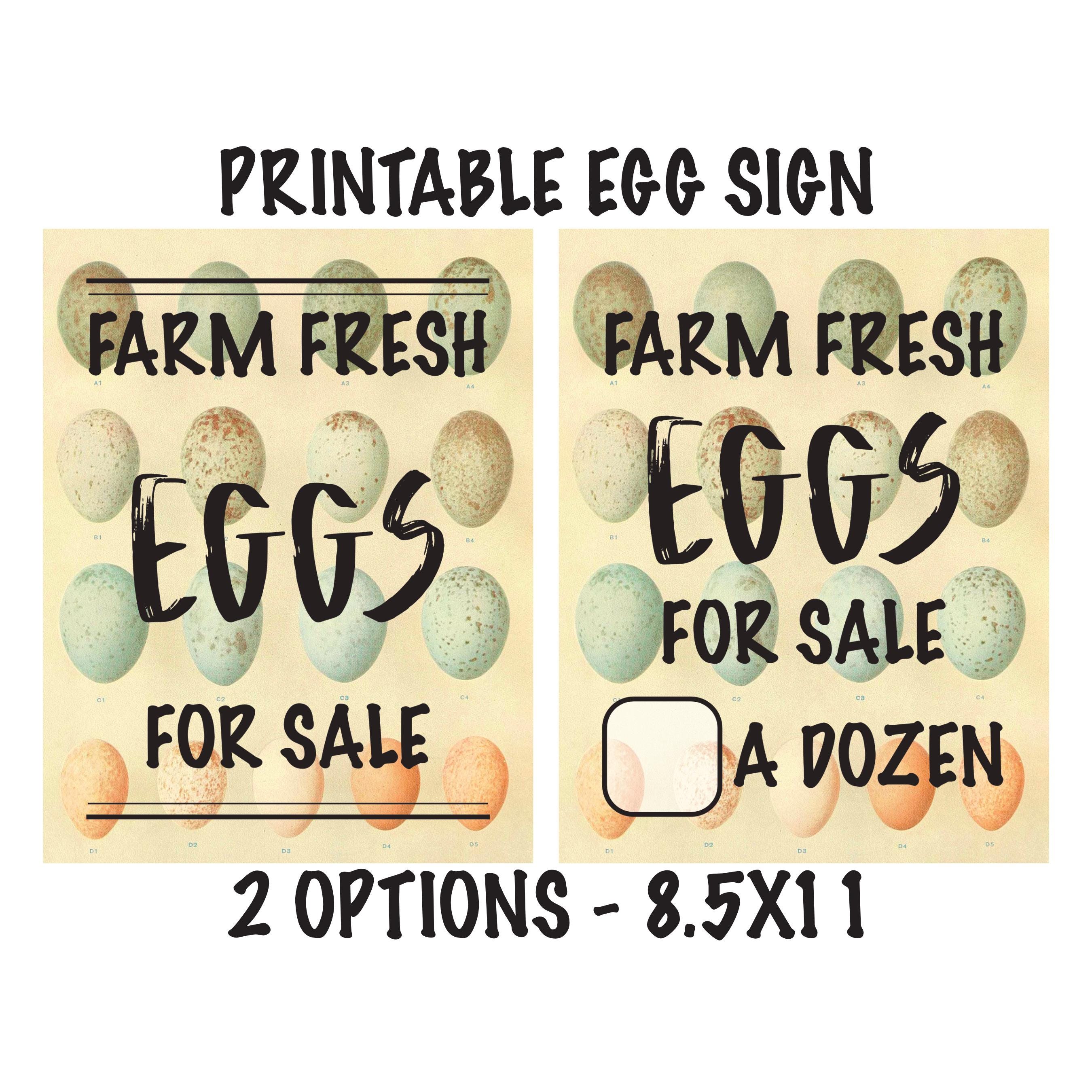 Printable Egg Sign - Farm Fresh Egg Sign - Eggs for Sale Sign - Chicken ...
