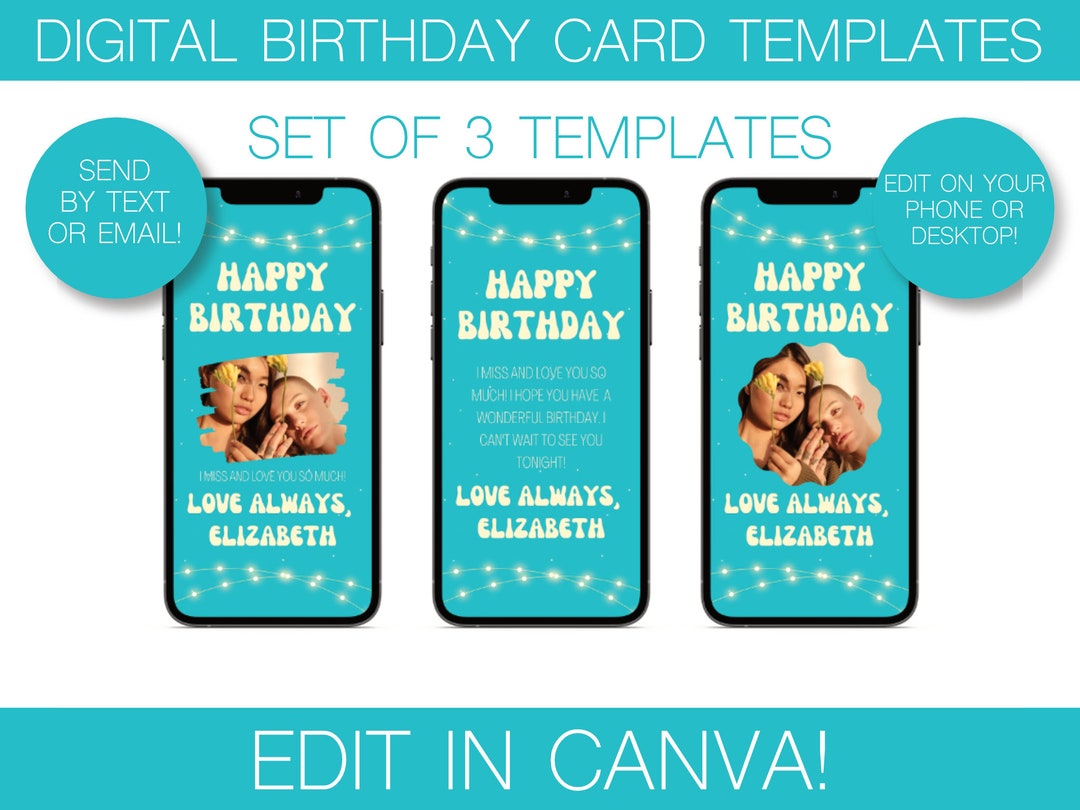 Digital Birthday Card Birthday Card Canva Template Textable Birthday ...