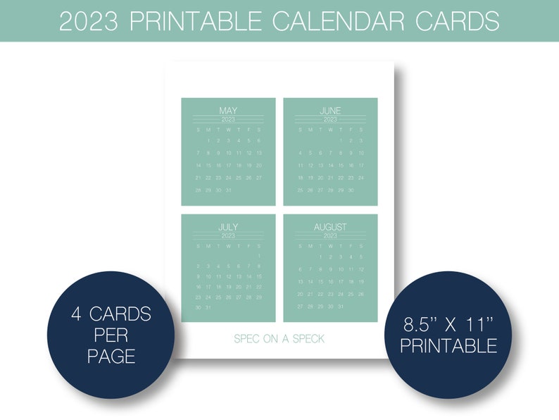 Printable 3.5x4 Calendar Cards for 2023 Mini Calendars 2023 Mini Desk ...