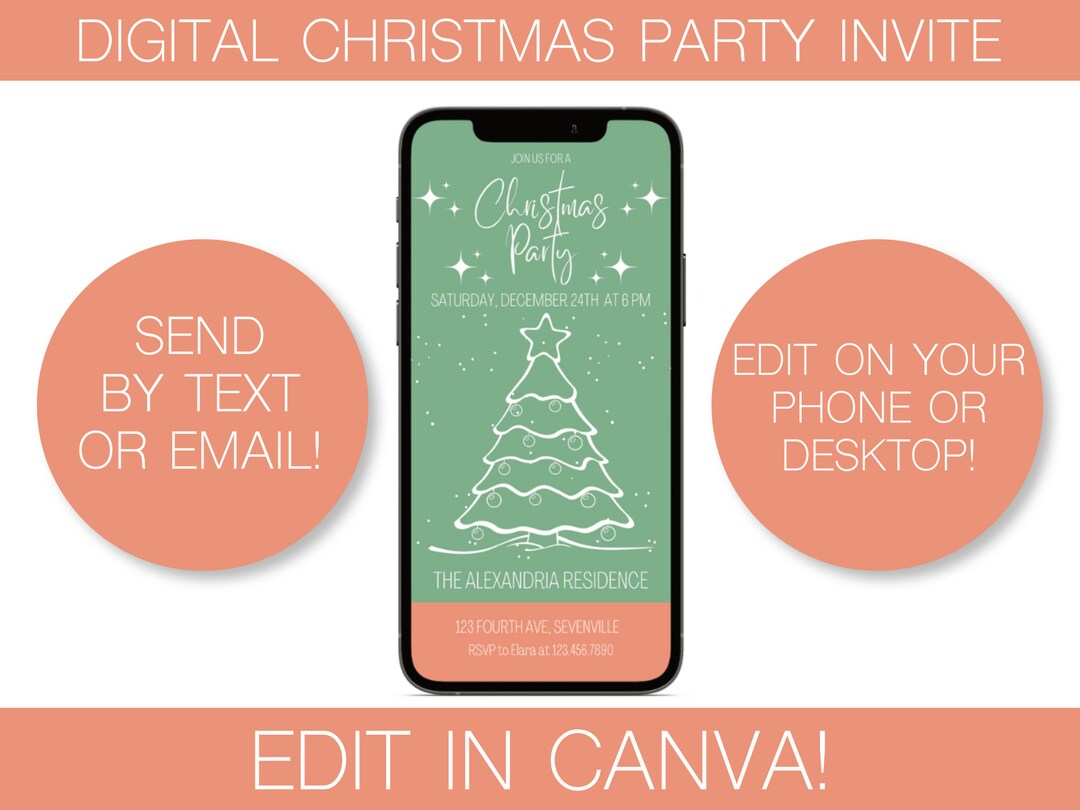 Digital Christmas Party Invitation Textable Invitation, Editable ...