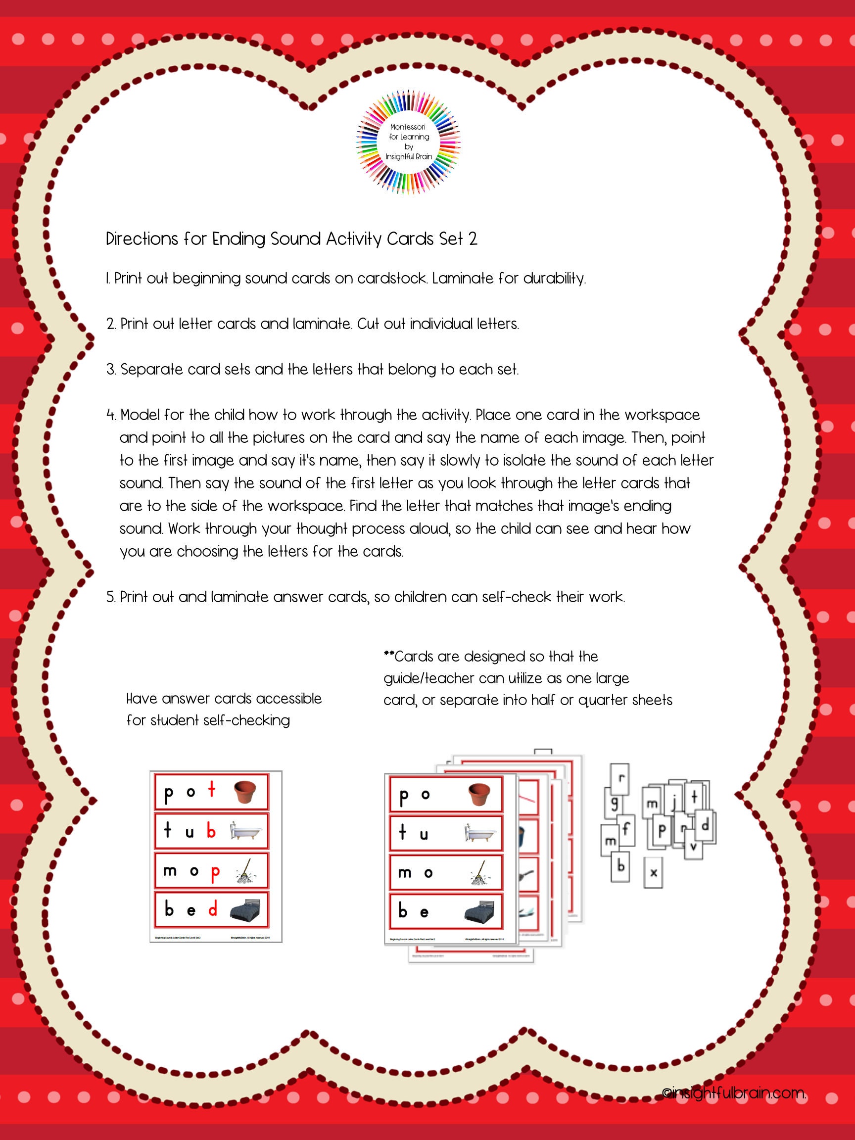 Printable Ending Sound Cards SET 2, Montessori Language Cards ...