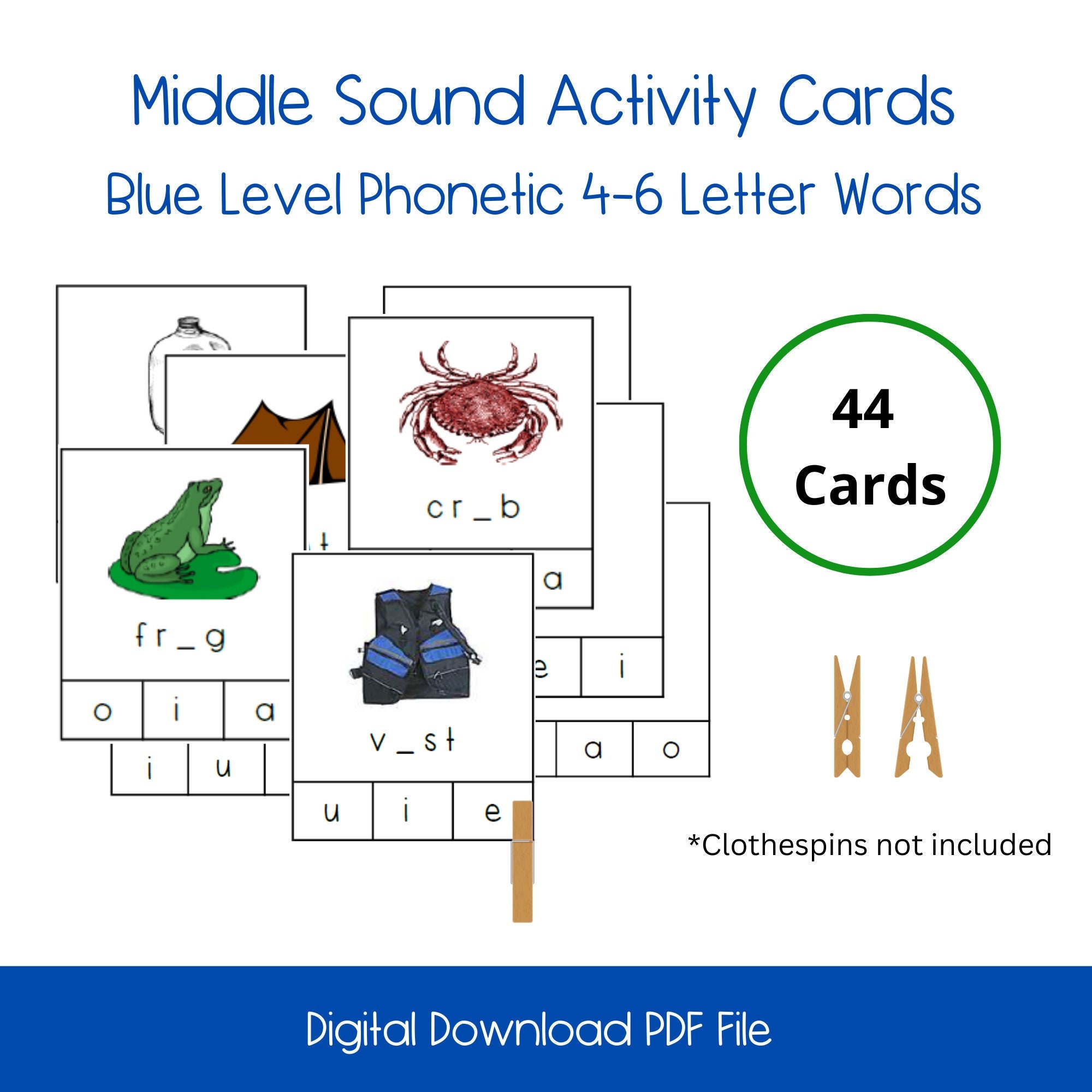 Letter Sounds Picture Card Set Phonics Clip Card - Etsy