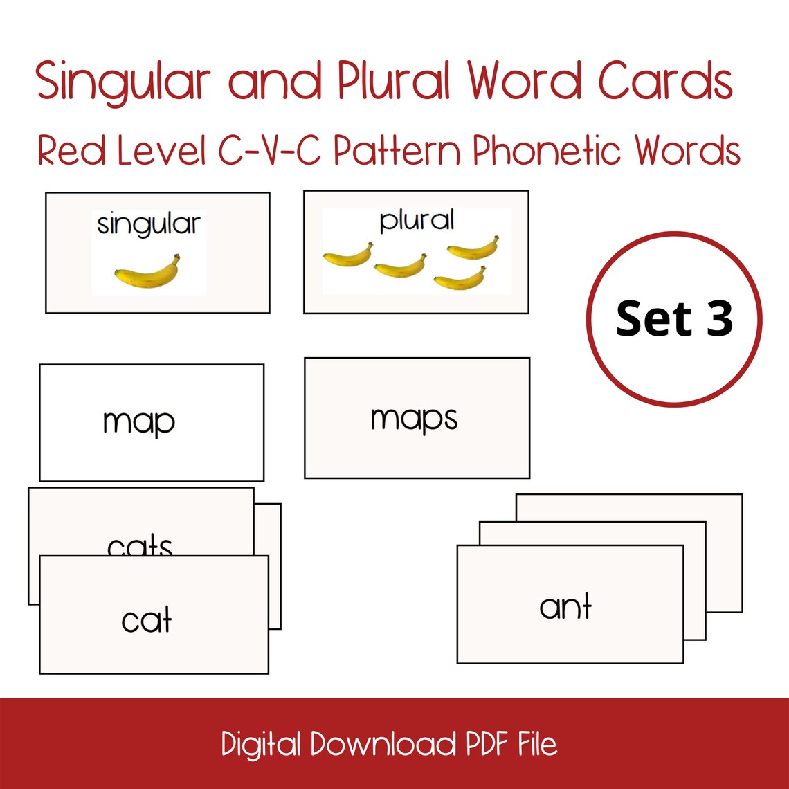 Singular and Plural Activity Cards, Montessori Shelf, Montessori ...