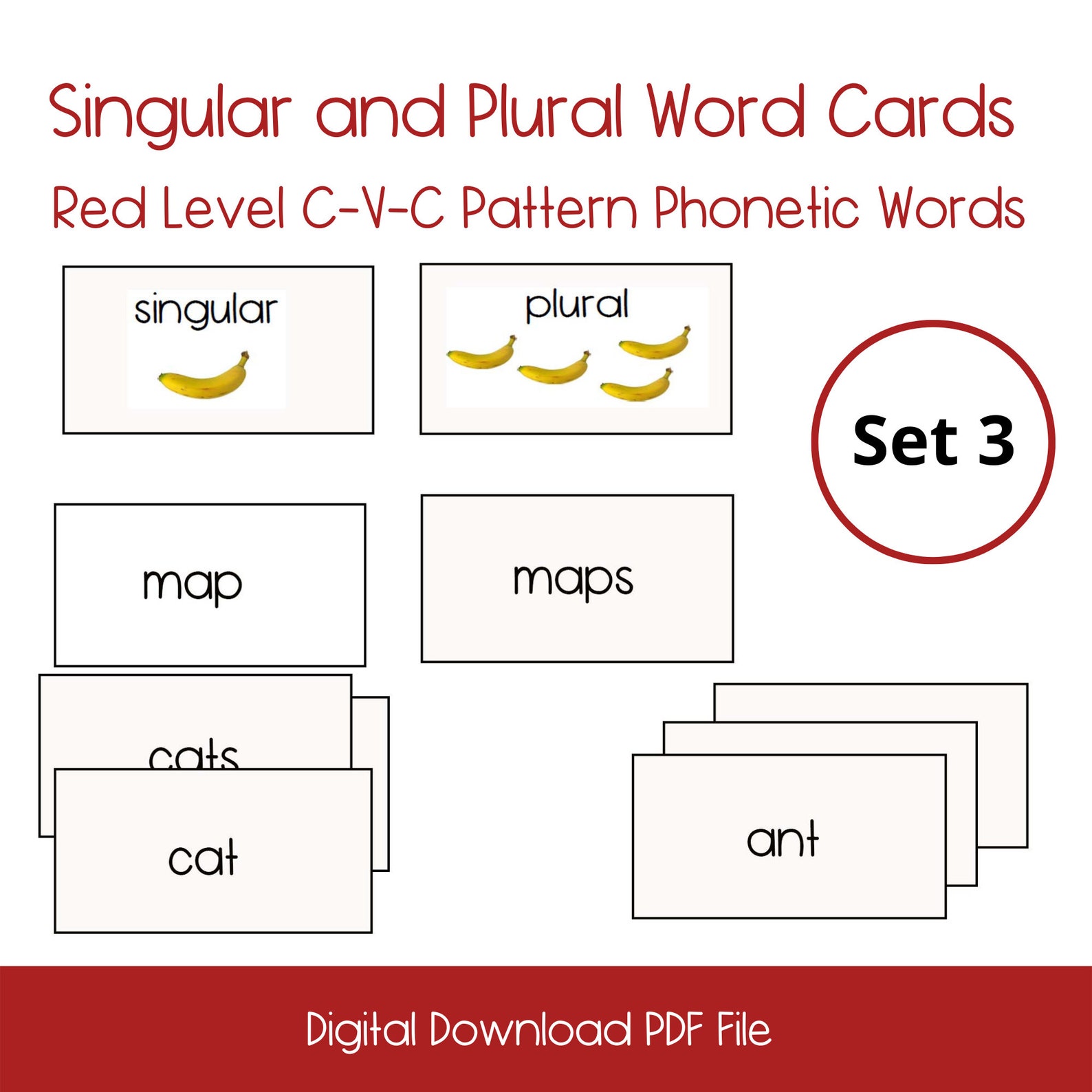Singular and Plural Activity Cards, Montessori Shelf, Montessori ...