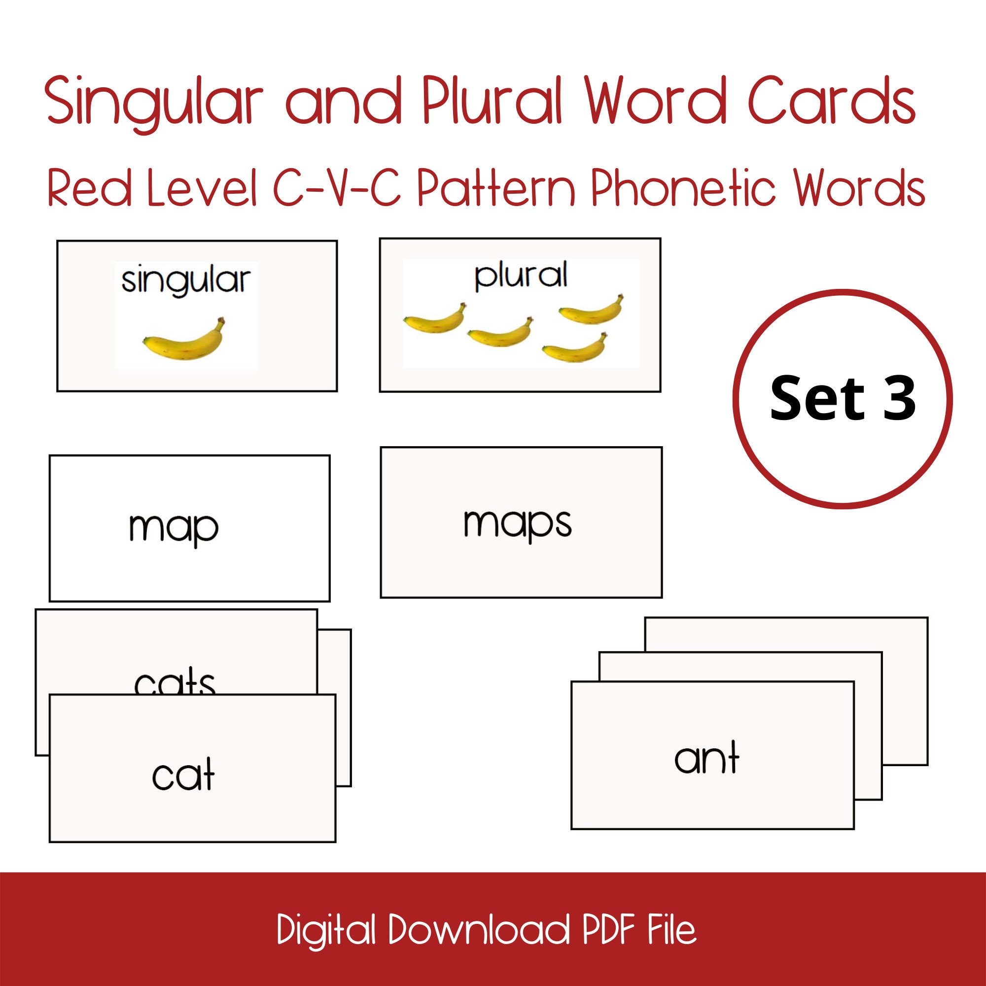Singular and Plural Activity Cards, Montessori Shelf, Montessori ...