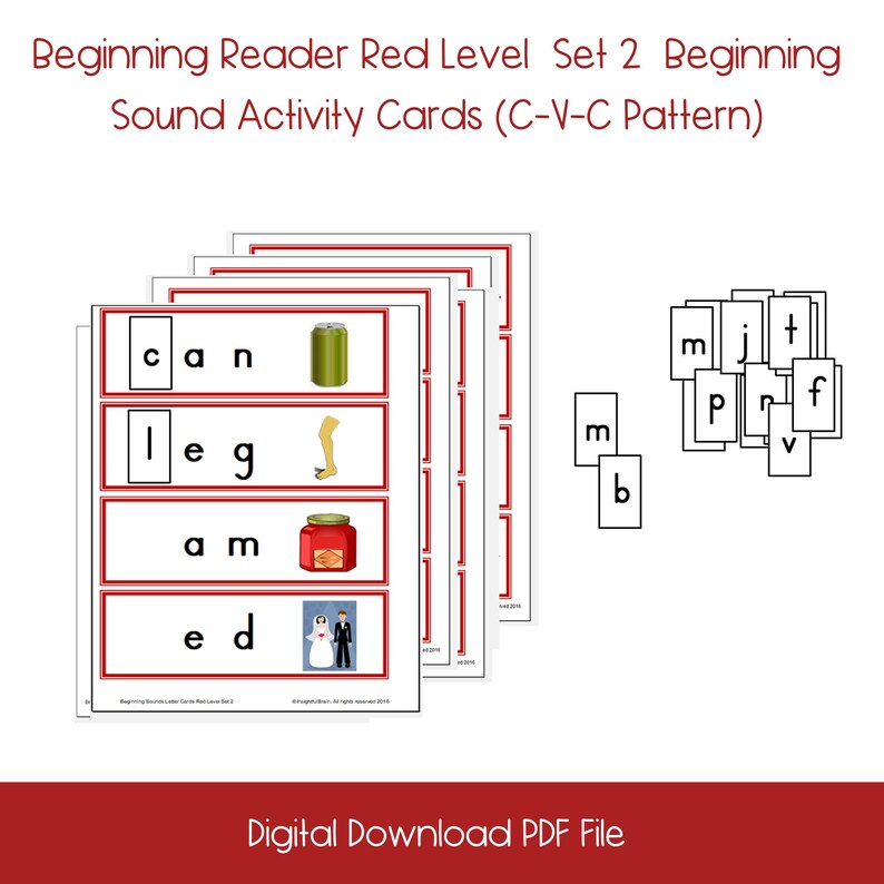 Printable Beginning Sound Cards Set 2, Montessori Language Cards ...
