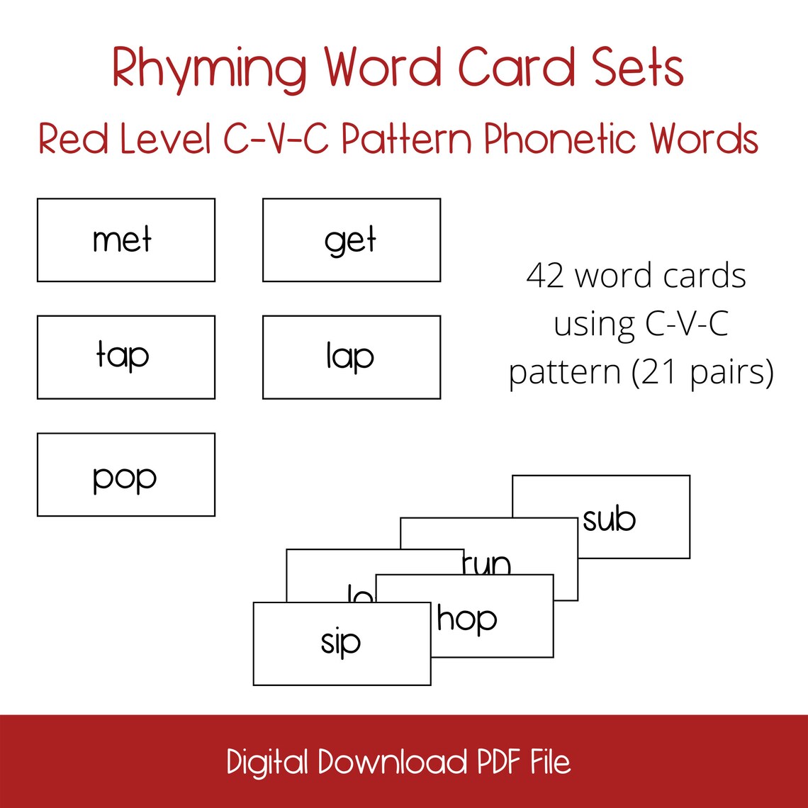 Rhyming Words Card Sets, Montessori Rhyming Words, Homeschool Rhyming ...