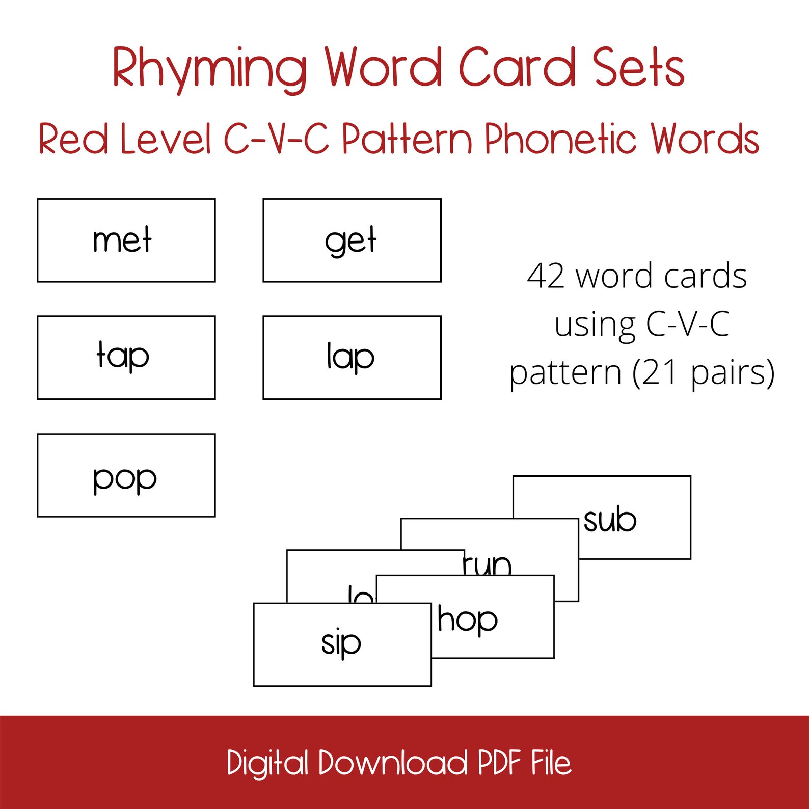 Rhyming Words Card Sets, Montessori Rhyming Words, Homeschool Rhyming ...