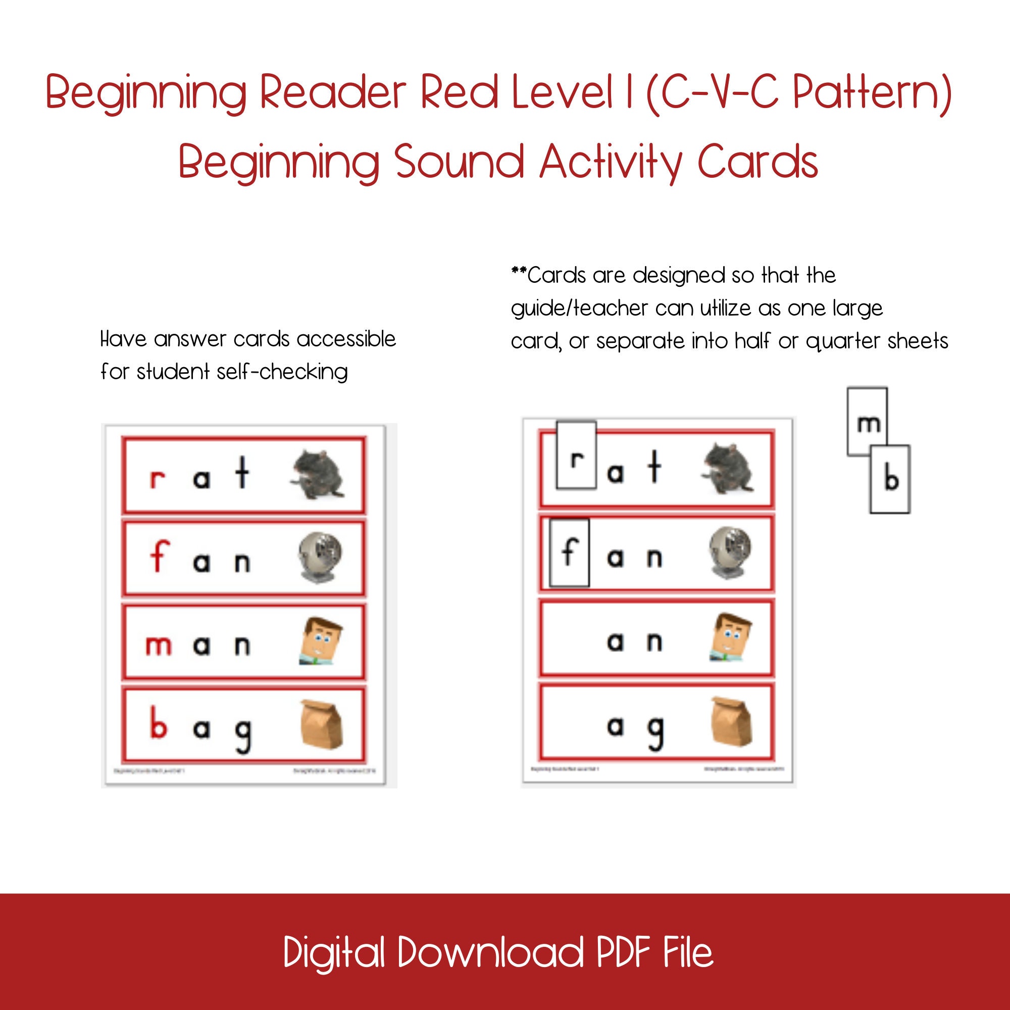Printable Beginning Sound Cards, Montessori Language Cards, Montessori ...