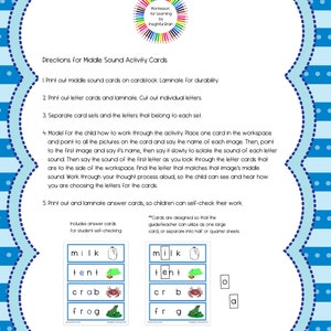 Printable Beginning Middle Sound Cards, Montessori Language Cards ...