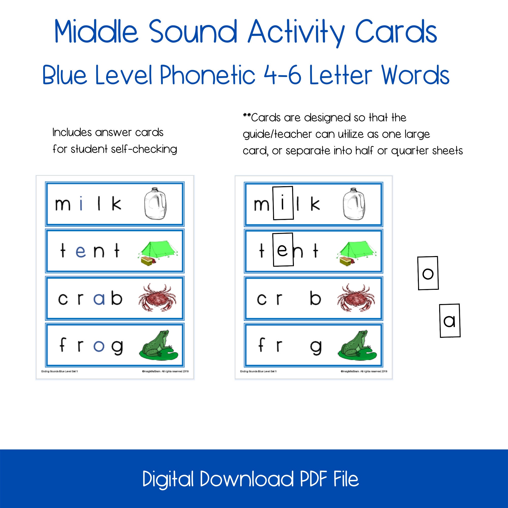 Printable Beginning Middle Sound Cards, Montessori Language Cards ...