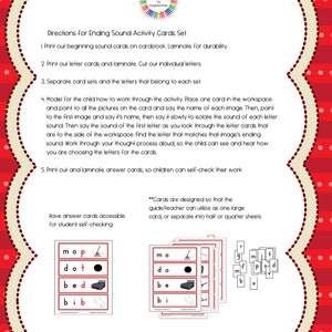 Printable Ending Sound Cards SET 1, Montessori Language Cards ...