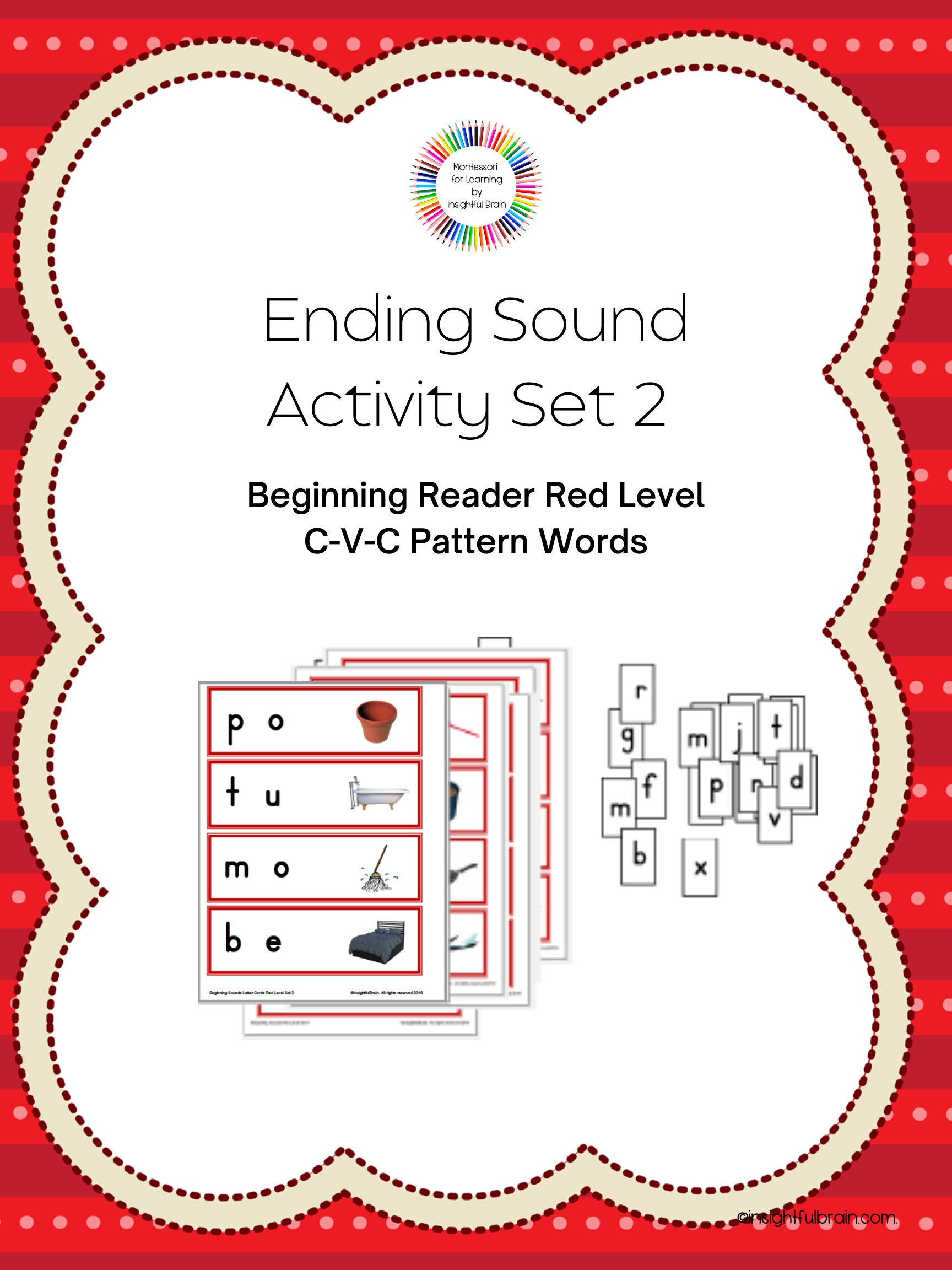 Printable Ending Sound Cards SET 2, Montessori Language Cards ...