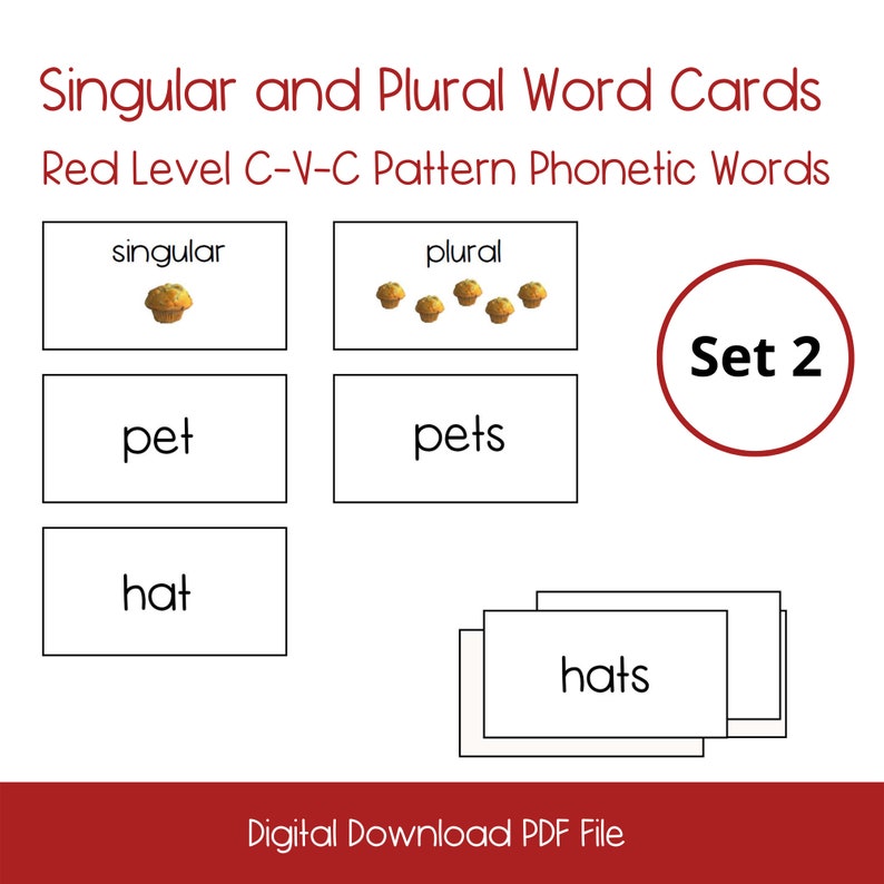 Singular and Plural Activity Cards, Montessori Shelf, Montessori ...
