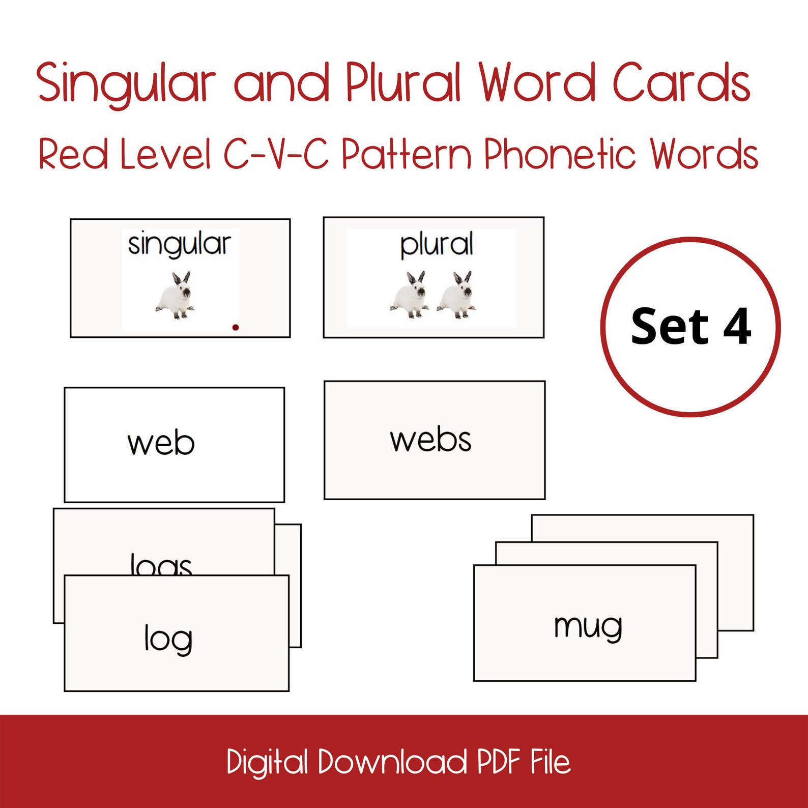 Singular and Plural Activity Cards, Montessori Shelf, Montessori ...