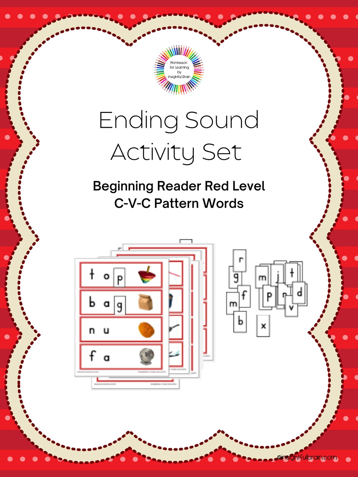 Printable Ending Sound Cards SET 1, Montessori Language Cards ...