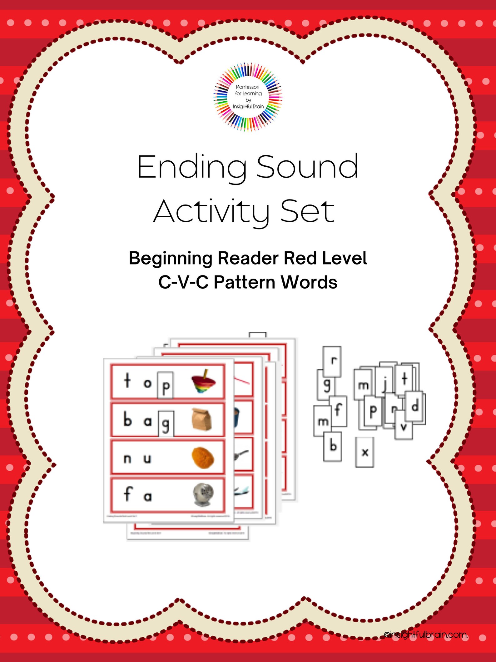 Printable Ending Sound Cards SET 1, Montessori Language Cards ...