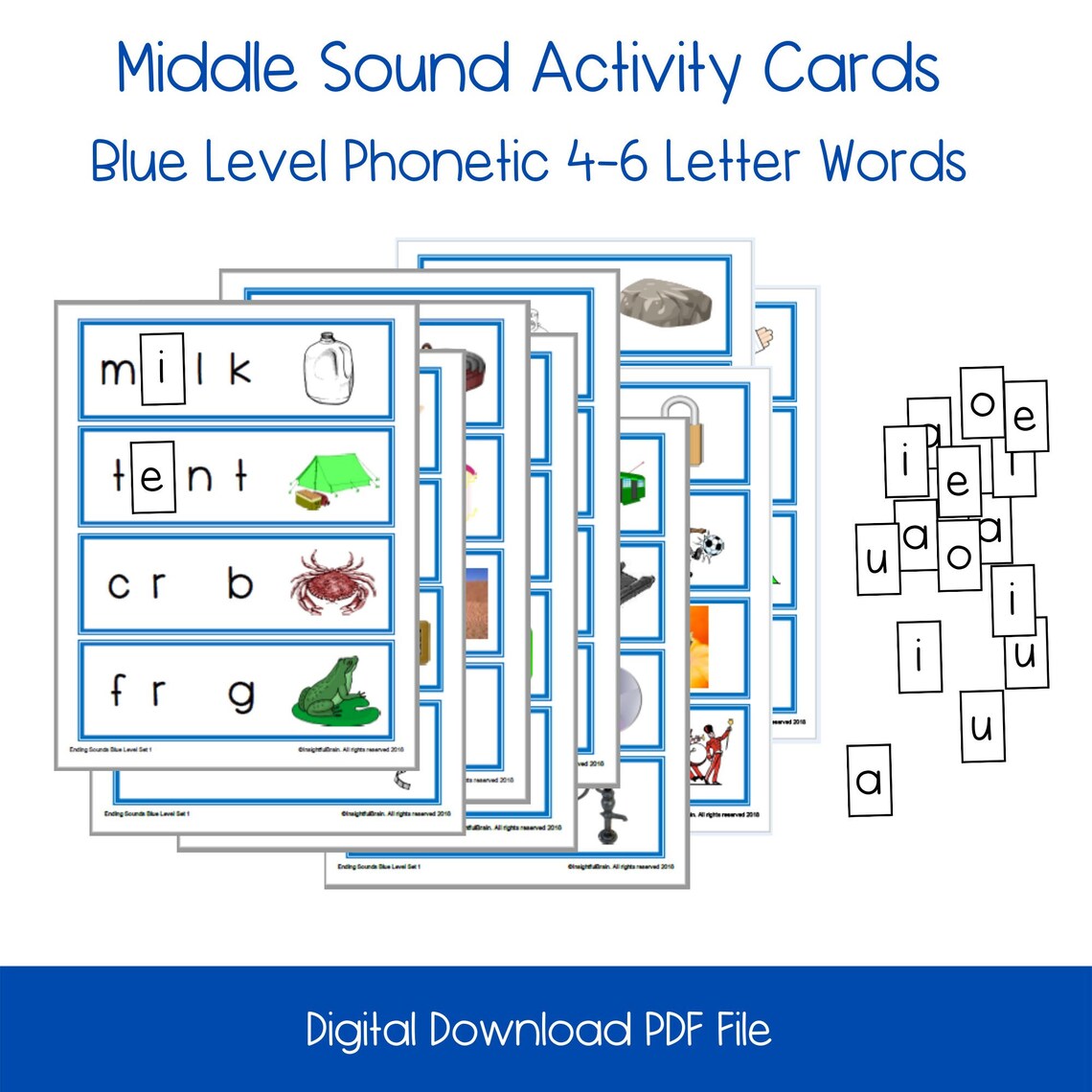 Printable Beginning Middle Sound Cards, Montessori Language Cards ...