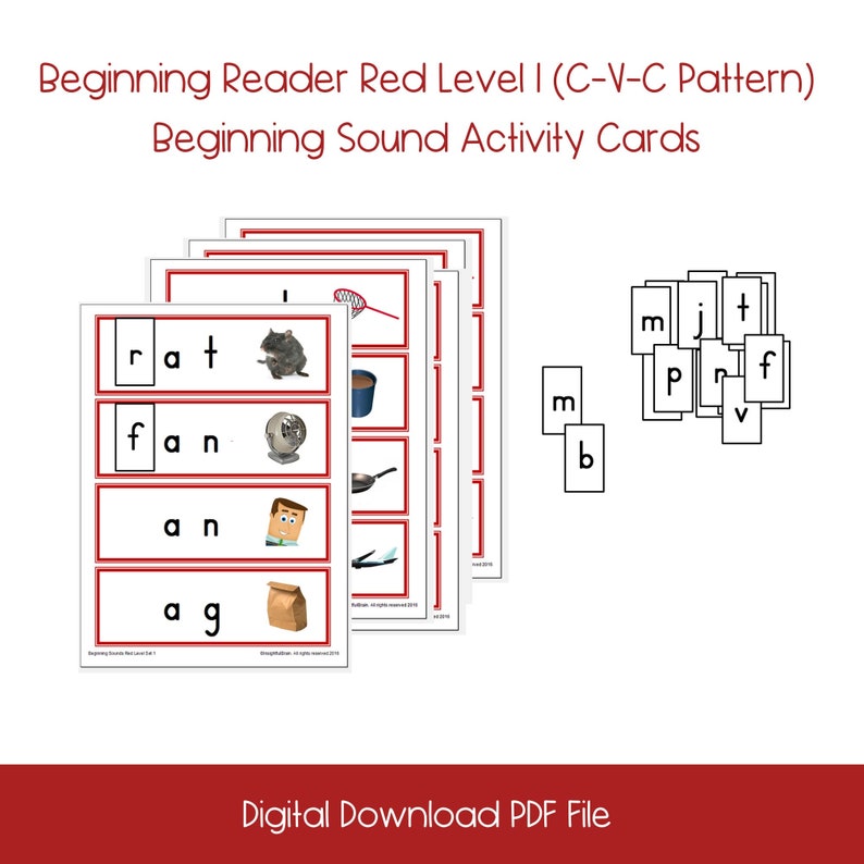 Printable Beginning Sound Cards, Montessori Language Cards, Montessori ...