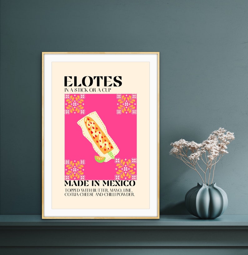 Elotes, Mexican Wall Art, Digital Print, Food Art, Quote, Beige ...
