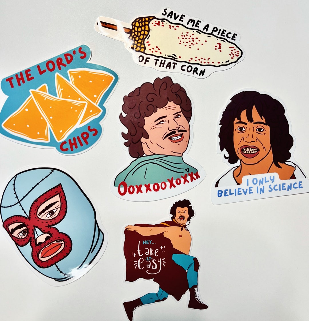 6 Pack Nacho Stickers, Funny Stickers, Mexican Luchador Sticker, Hydro ...